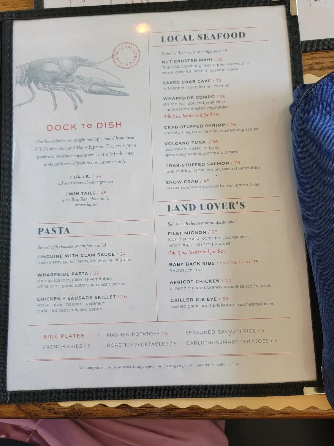 The Wharfside Seafood & Patio Bar Menu - Updated October 2025