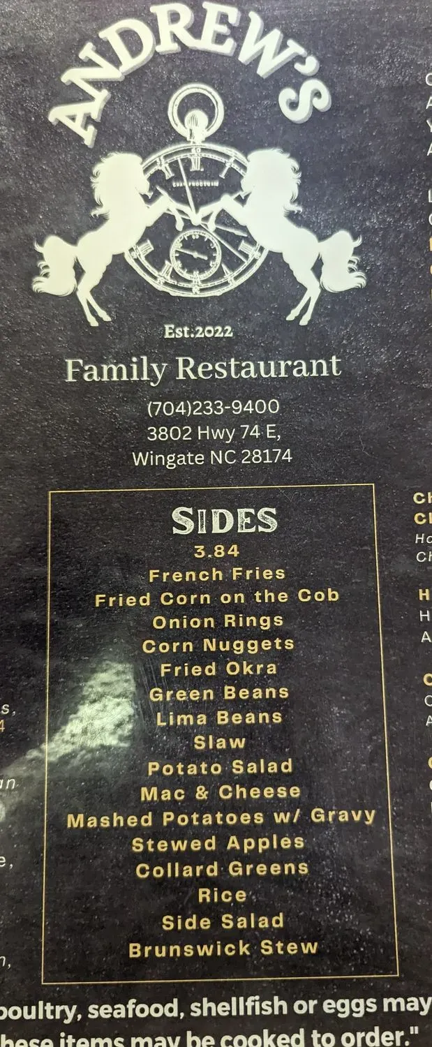 Andrew’s Family Restaurant Menu - Updated October 2025