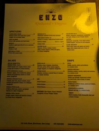 Enzo Restaurant & Pizzeria Menu | Morristown, NJ | Checkle