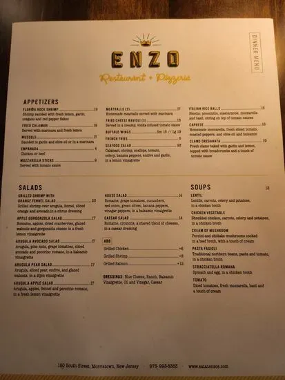 Enzo Restaurant & Pizzeria Menu | Morristown, NJ | Checkle