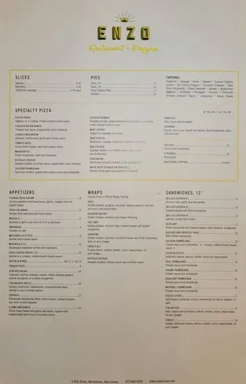 Enzo Restaurant & Pizzeria Menu | Morristown, NJ | Checkle