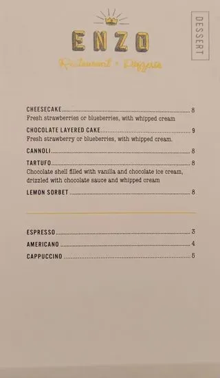 Enzo Restaurant & Pizzeria Menu | Morristown, NJ | Checkle
