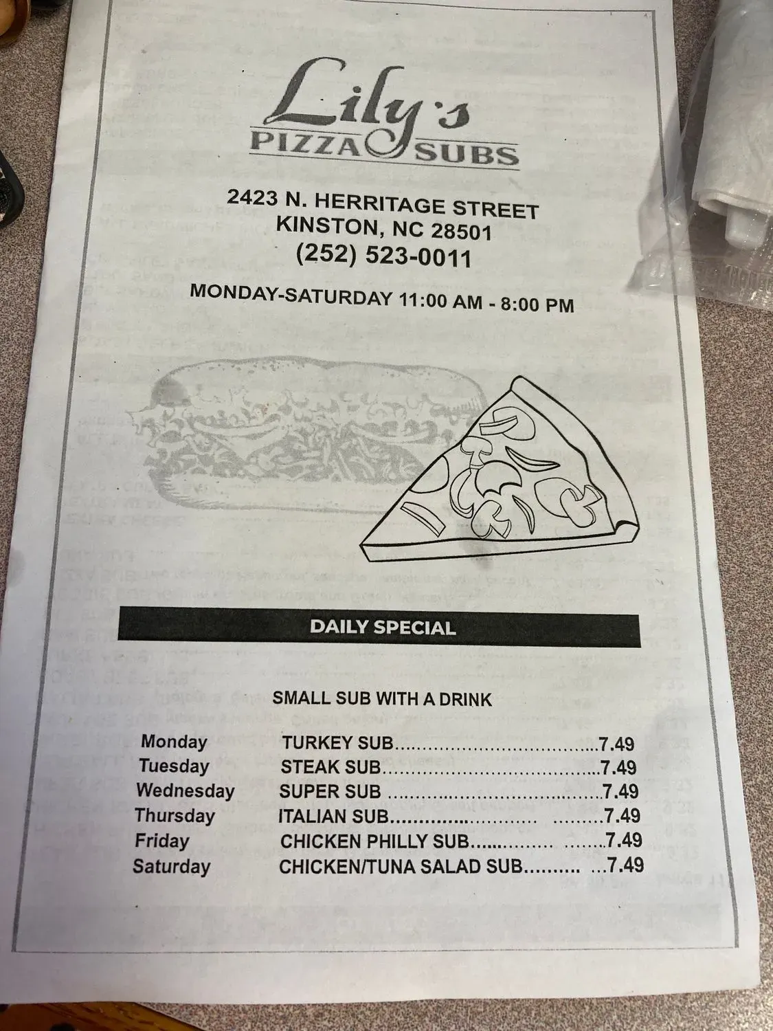 Lily's Pizza and Subs Menu - Updated October 2025
