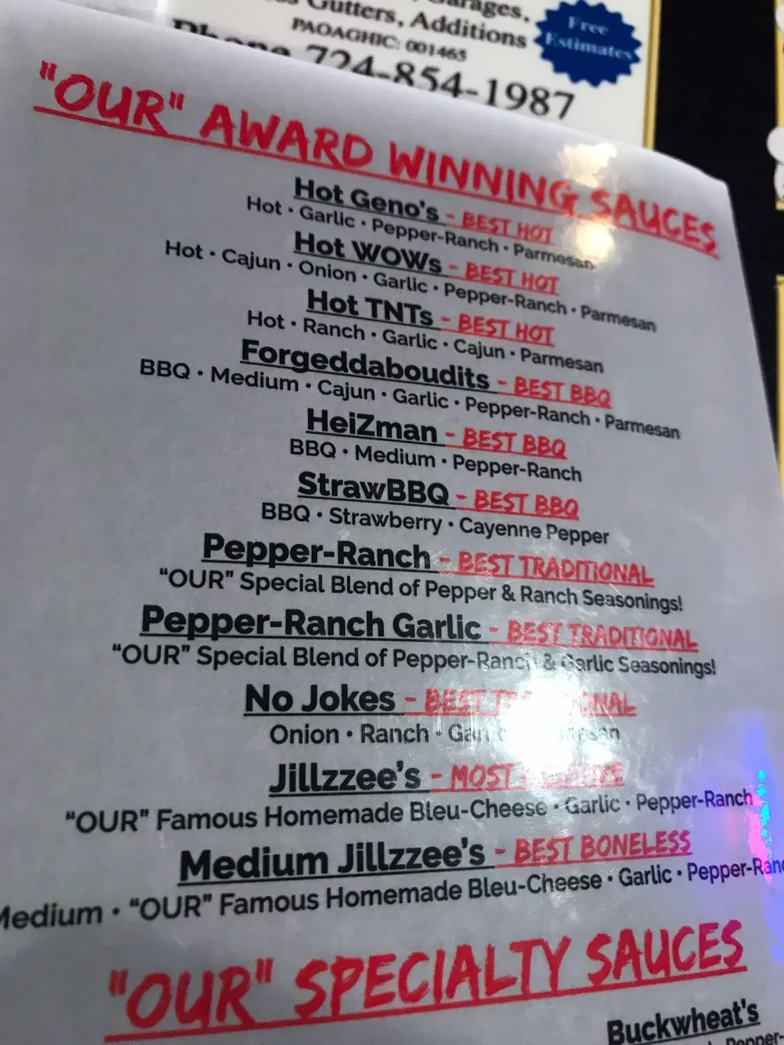 Our Gang’s Lounge Menu - Updated October 2025