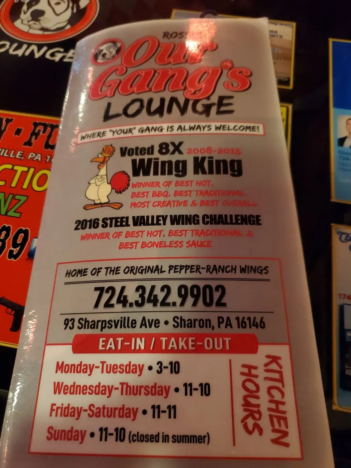 Our Gang’s Lounge Menu - Updated October 2025