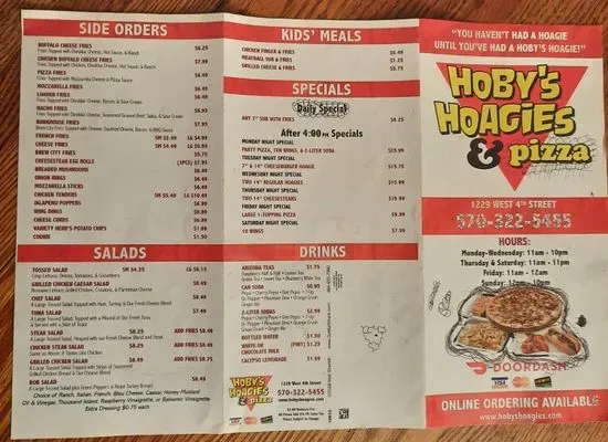 Hoby's Hoagies & Pizza Menu | Williamsport, PA | Checkle