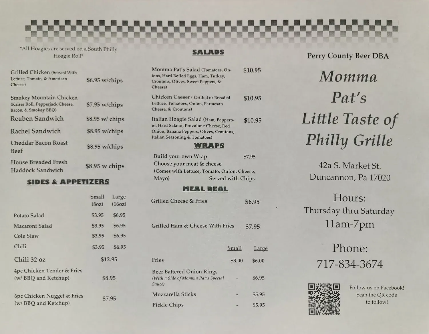 Momma Pat's A Little Taste of Philly Grille Menu - Updated October 2025