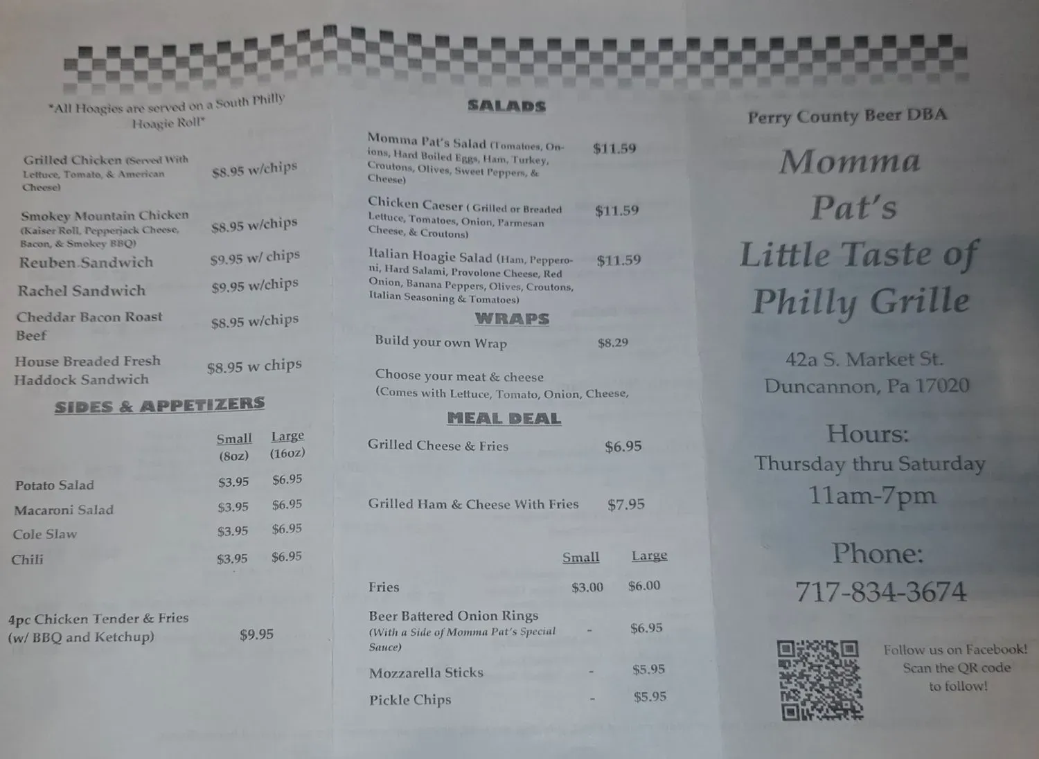 Momma Pat's A Little Taste of Philly Grille Menu - Updated October 2025