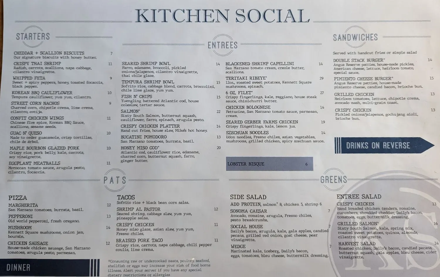 Kitchen Social Menu - Updated October 2025
