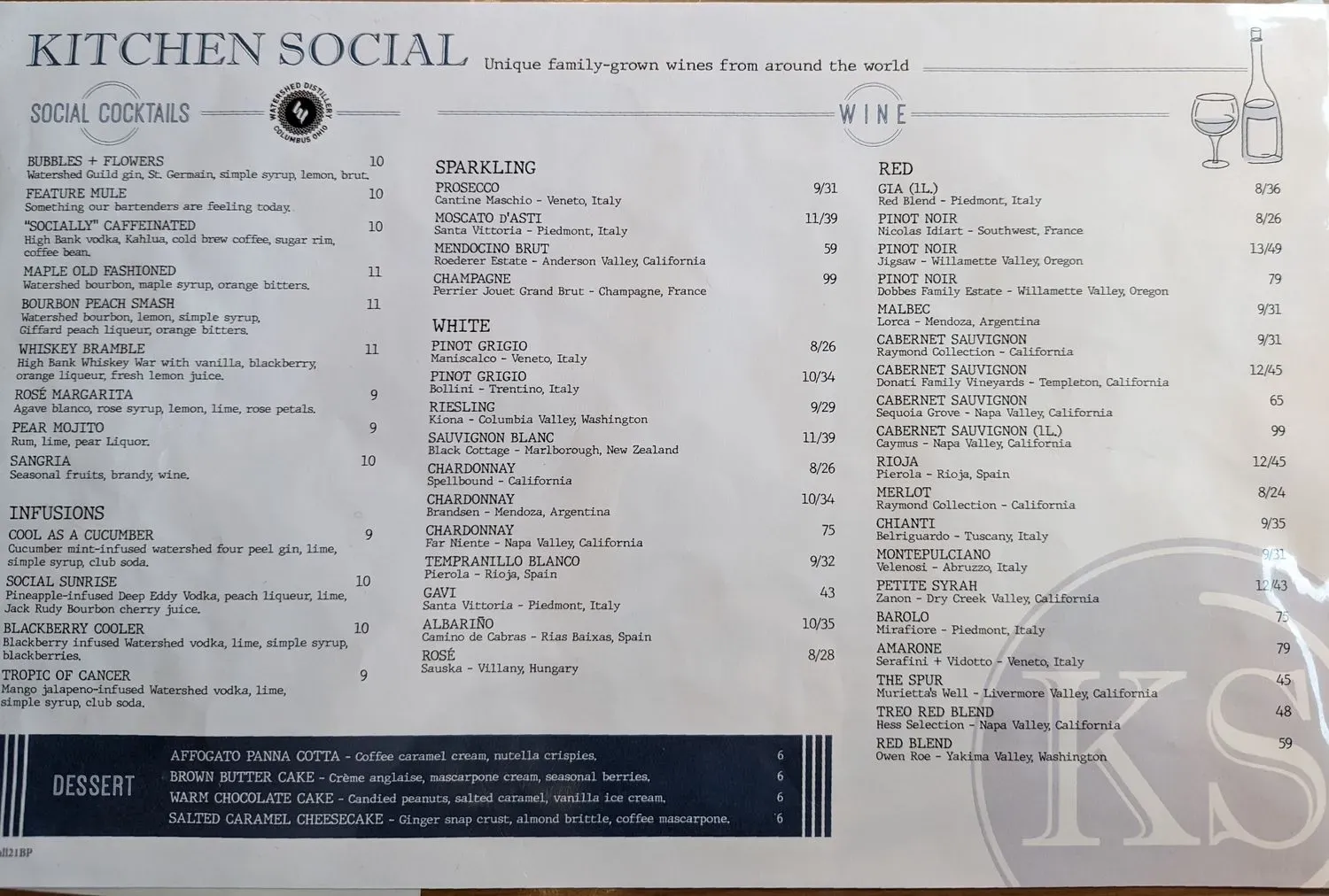 Kitchen Social Menu - Updated October 2025