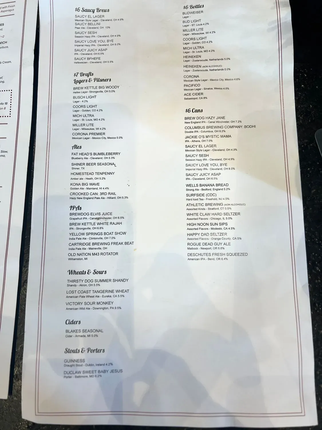 Urban Meyer's Pint House Menu - Updated October 2025