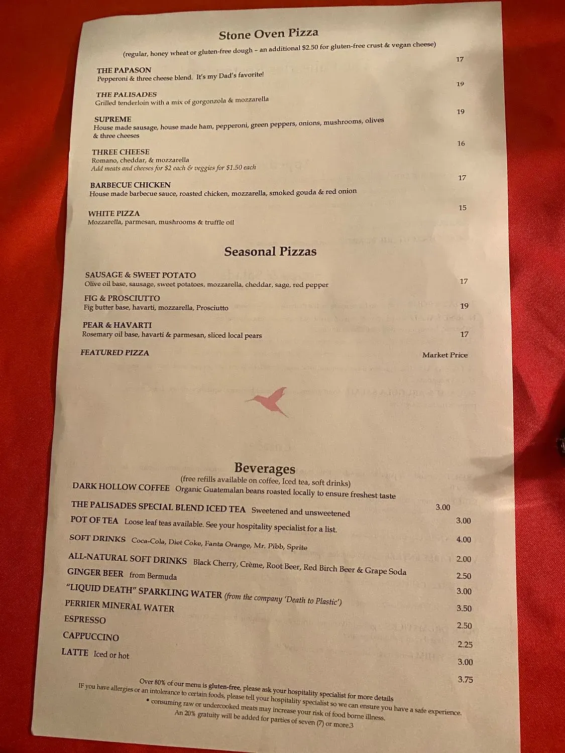 The Palisades Restaurant Menu - Updated October 2025