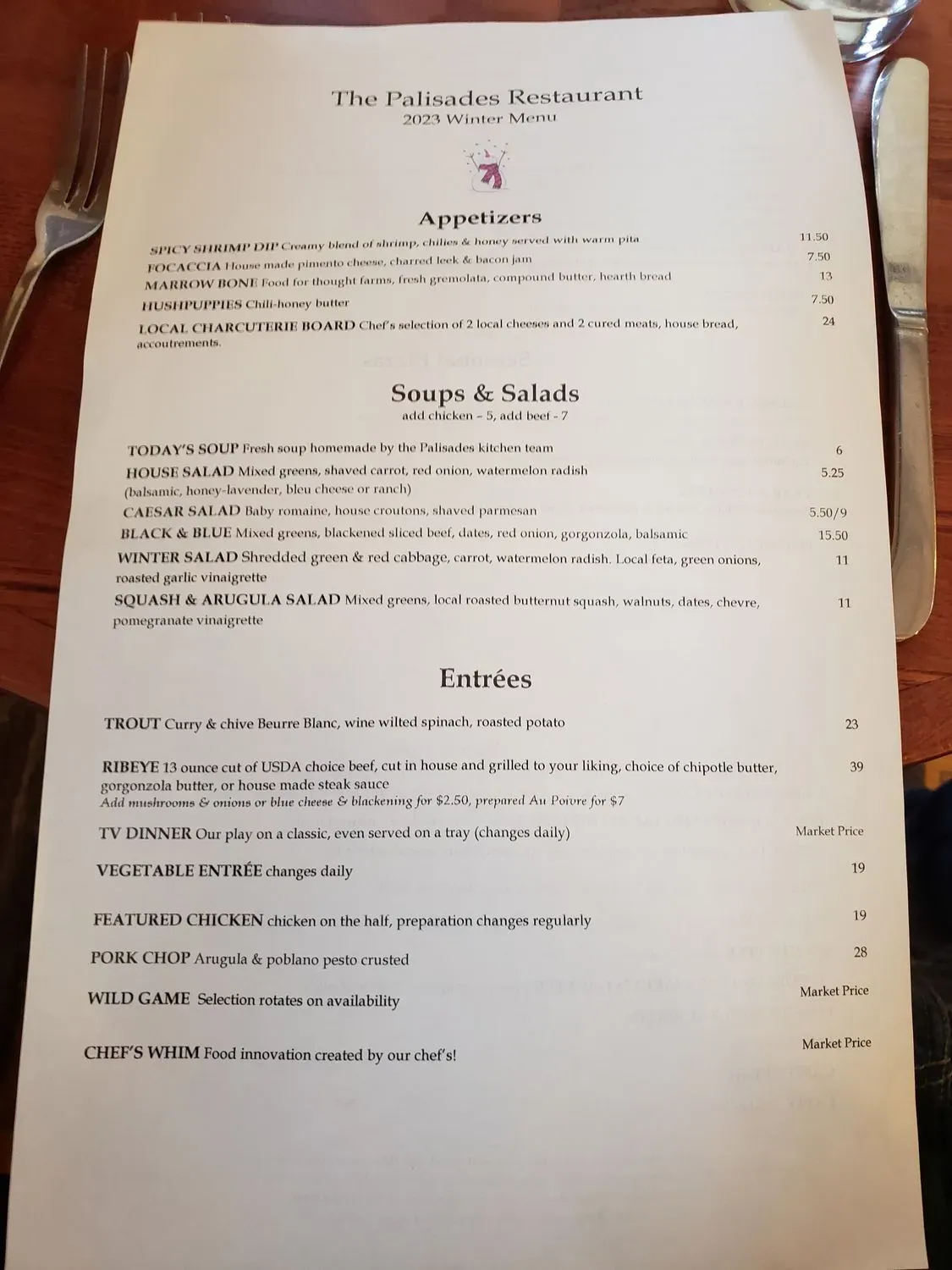 The Palisades Restaurant Menu - Updated October 2025