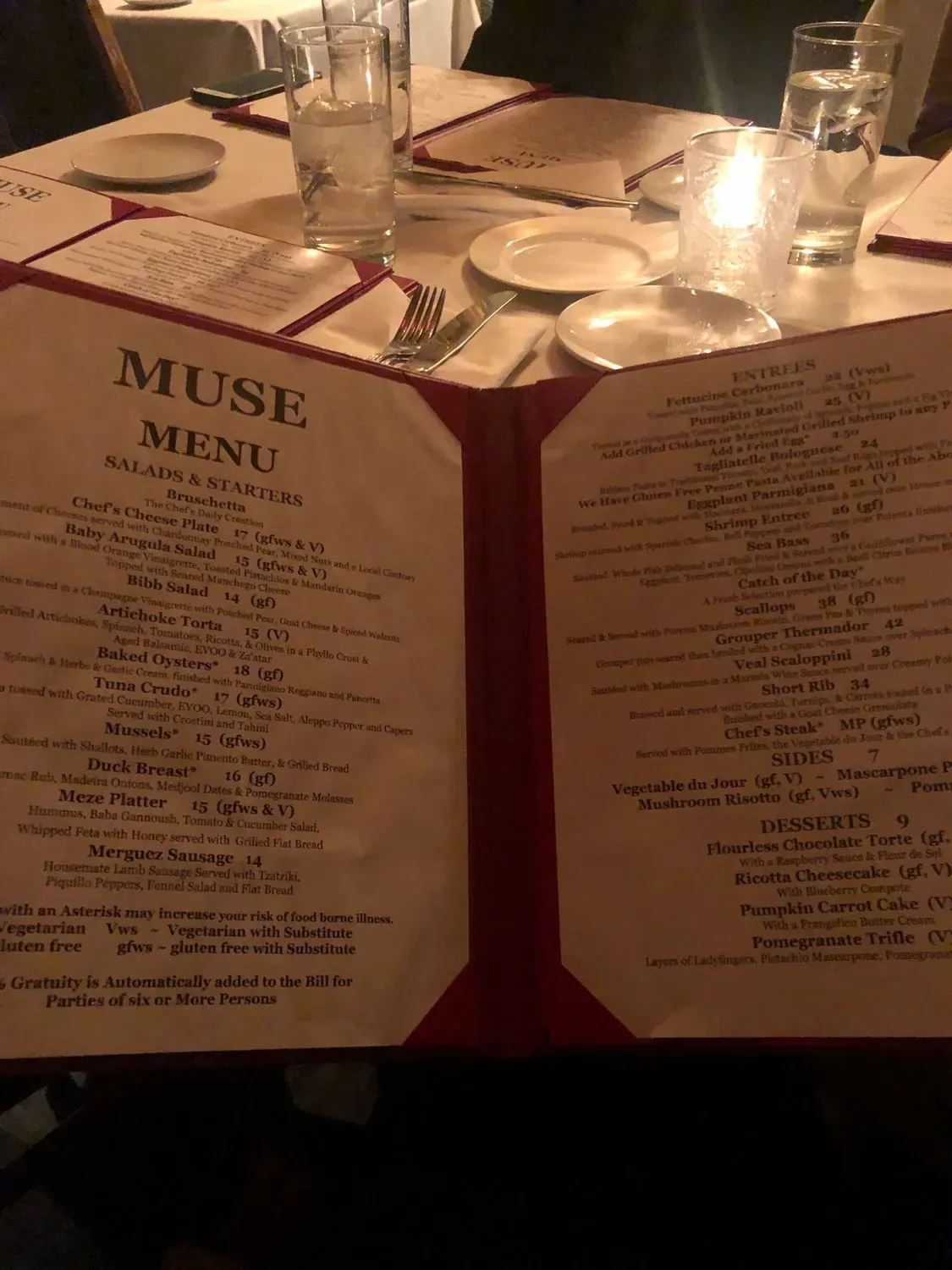 Muse Restaurant & Wine Bar Menu - Updated October 2025
