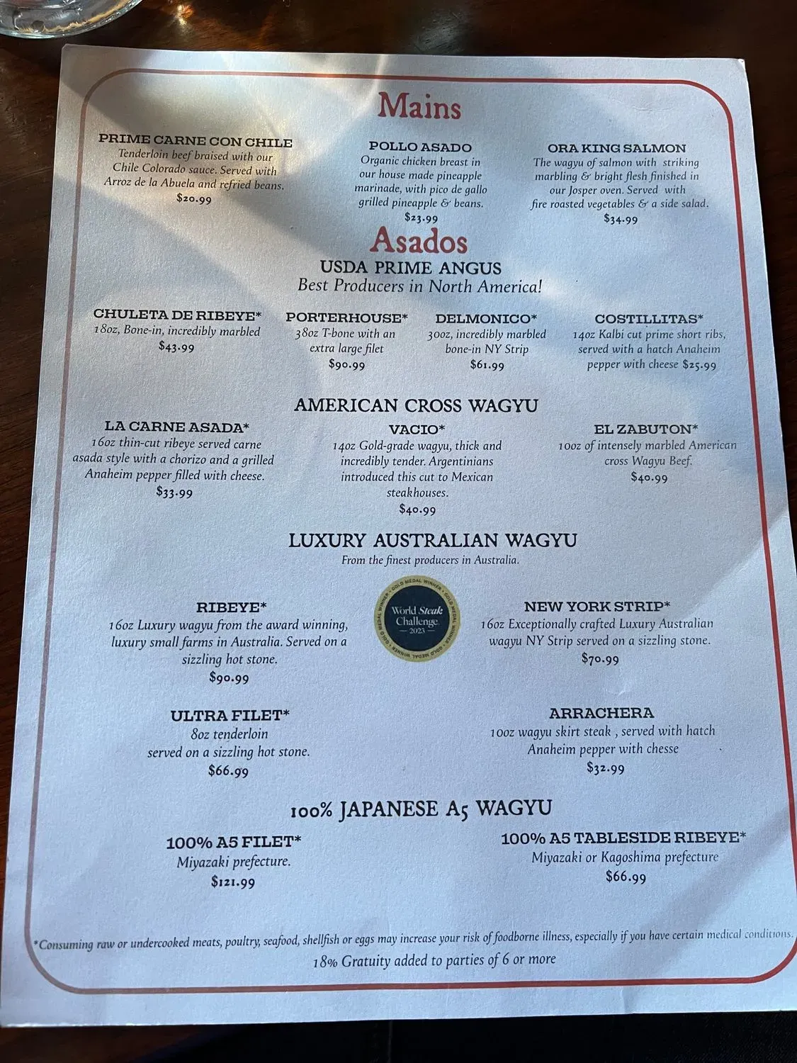 Sonora Steak Menu | Maple Valley, WA | Checkle