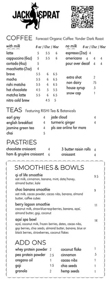 Jack Sprat Menu | Redmond, WA | Checkle