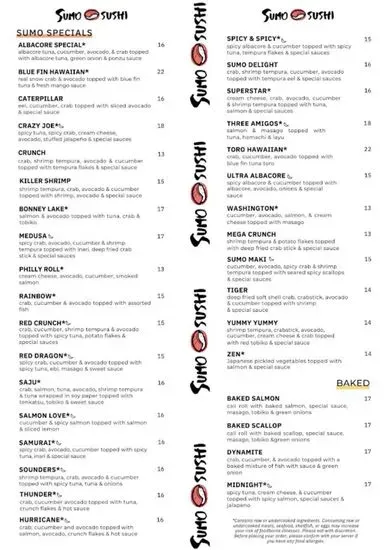 Sumo Sushi Bonney Lake Menu | Bonney Lake, WA | Checkle