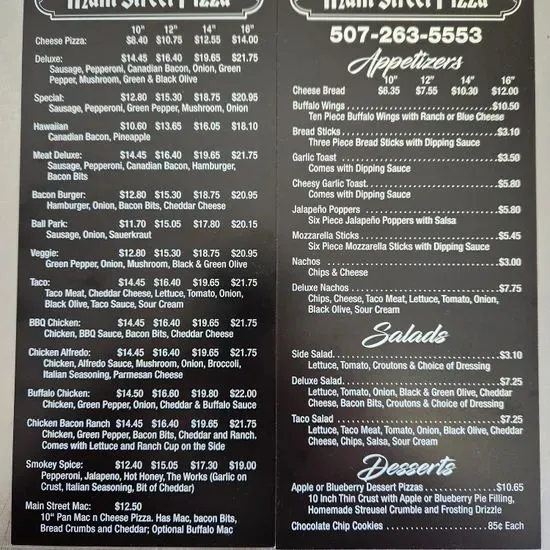 Main Street Pizza Menu | Cannon Falls, MN | Checkle