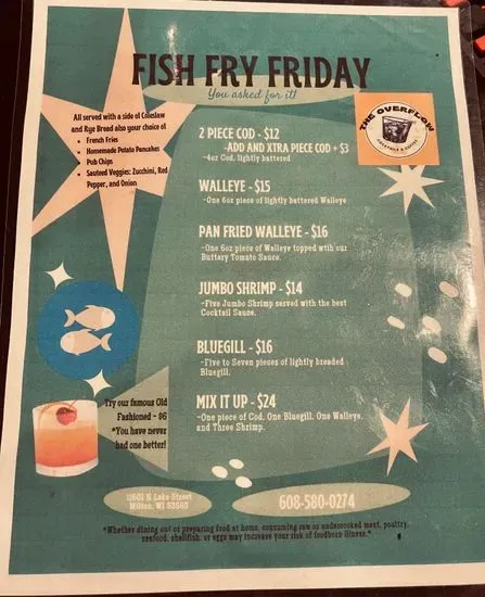 The Overflow lounge Menu | Milton, WI | Checkle