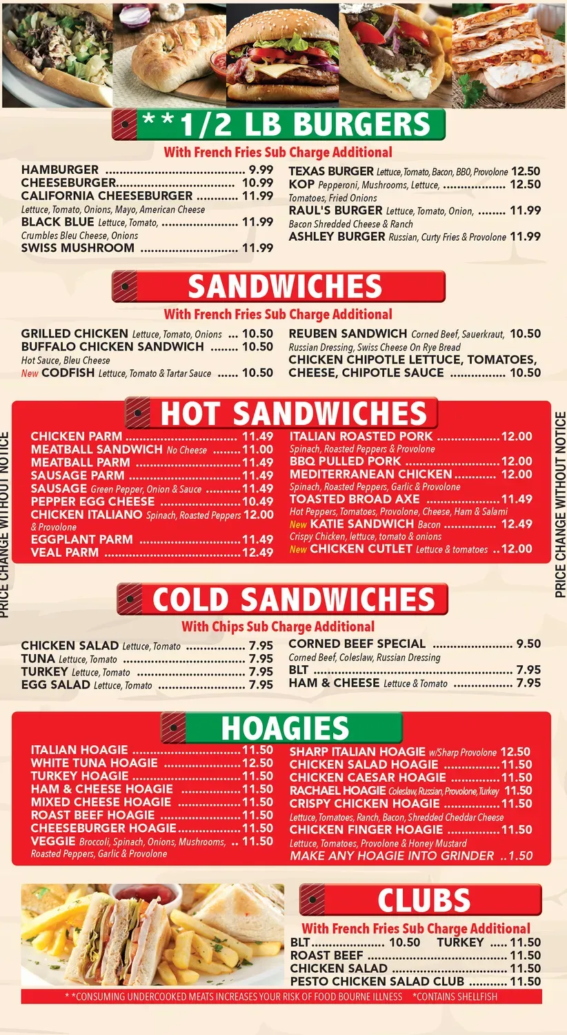 KOP Pizza Menu - Updated October 2025