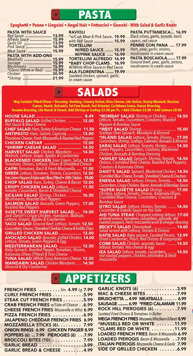 KOP Pizza Menu - Updated October 2025