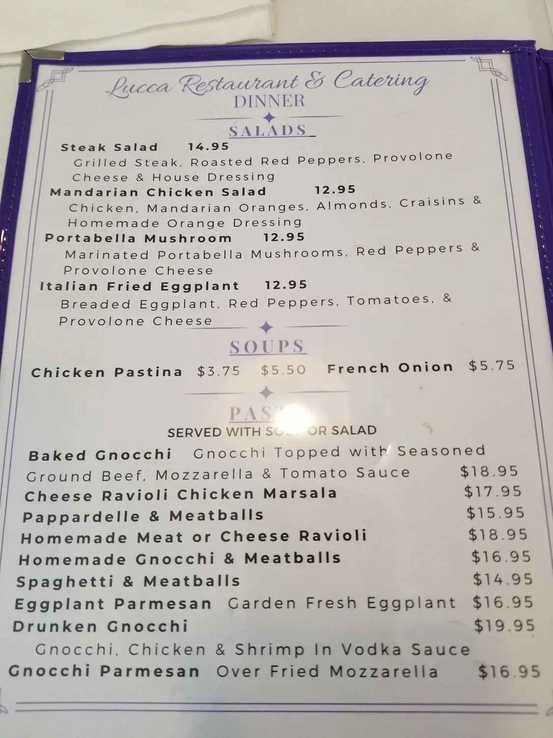 Lucca Restaurant Menu - Updated October 2025