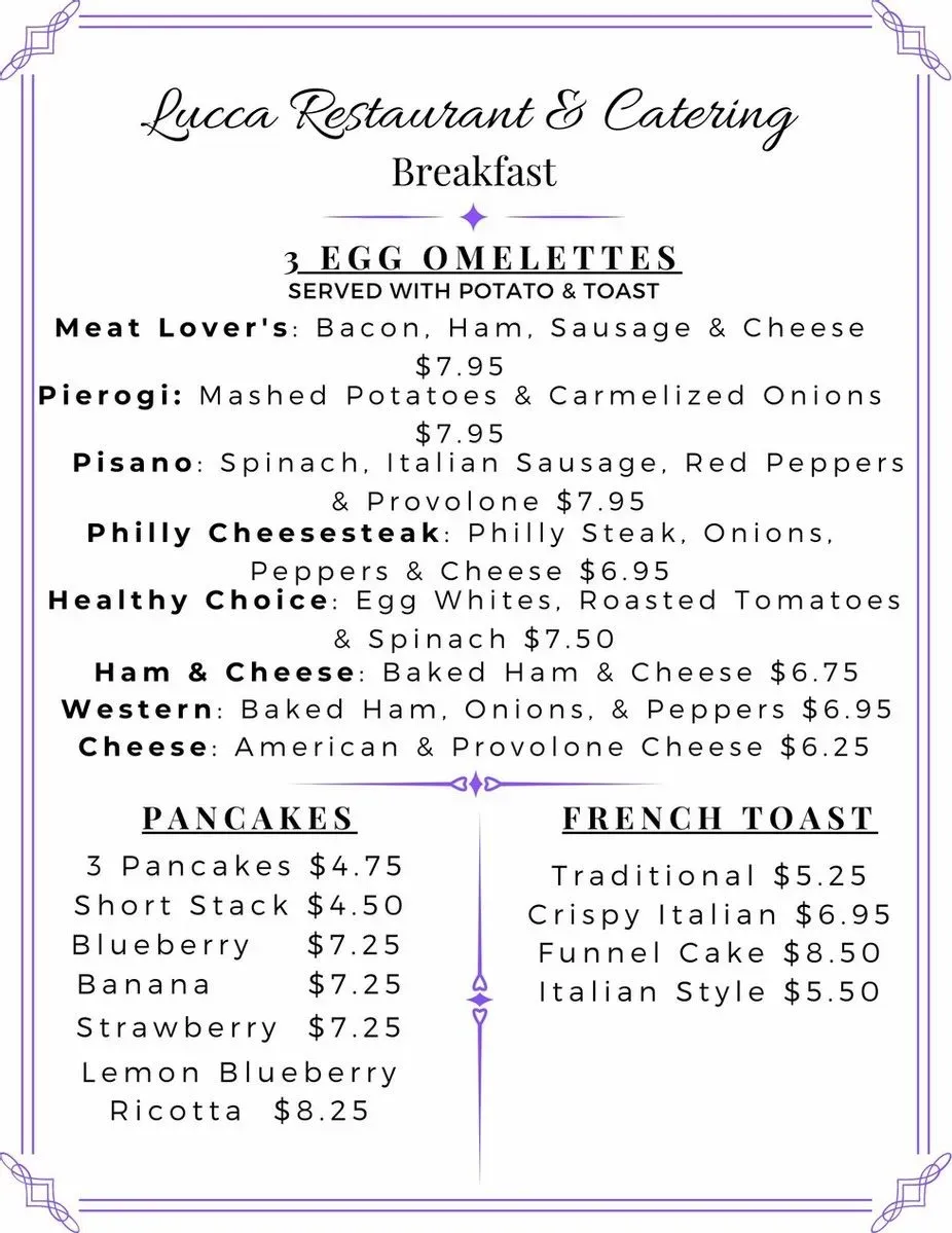 Lucca Restaurant Menu - Updated October 2025