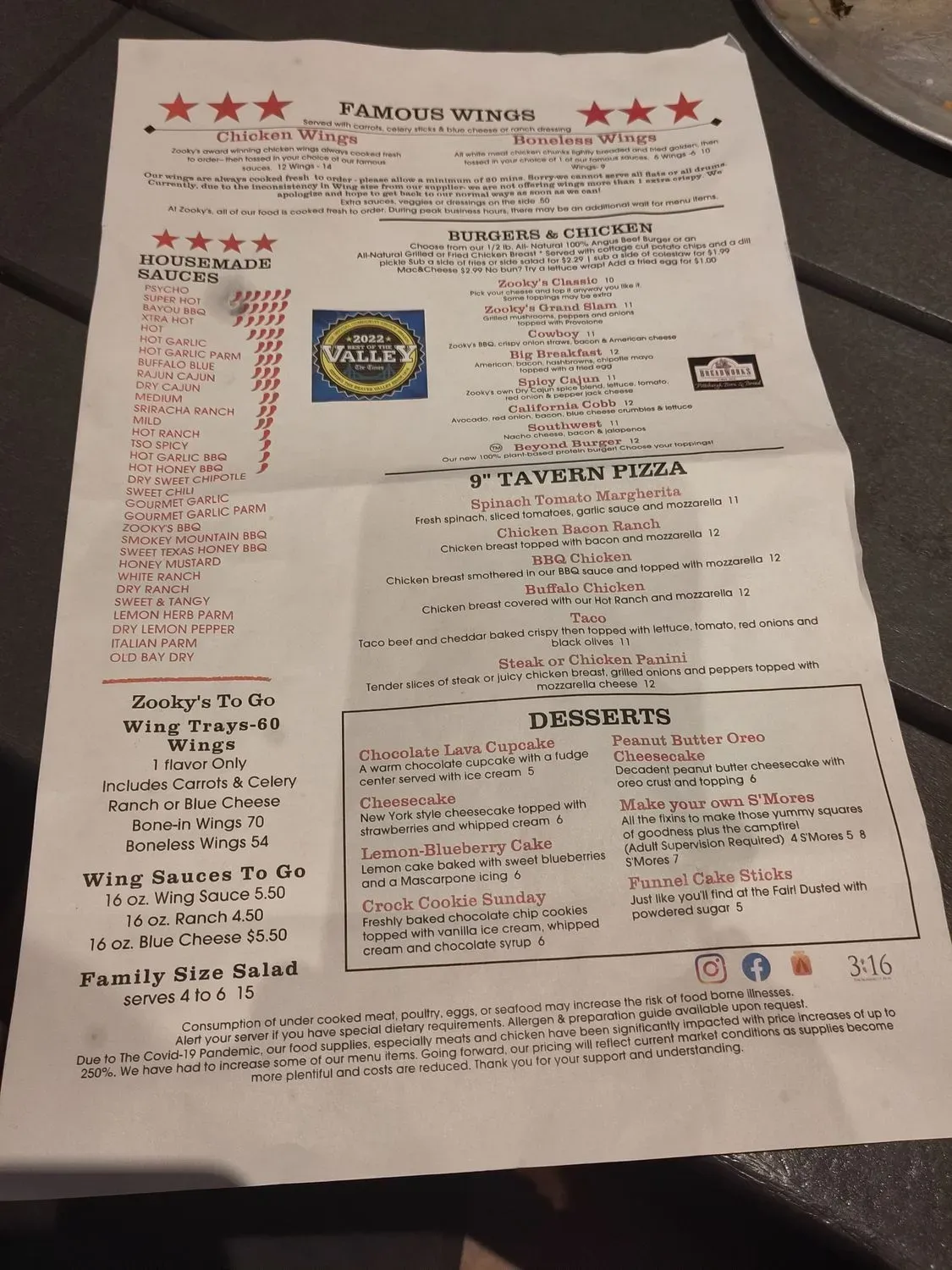 Zooky's Sports Tavern Menu - Updated October 2025