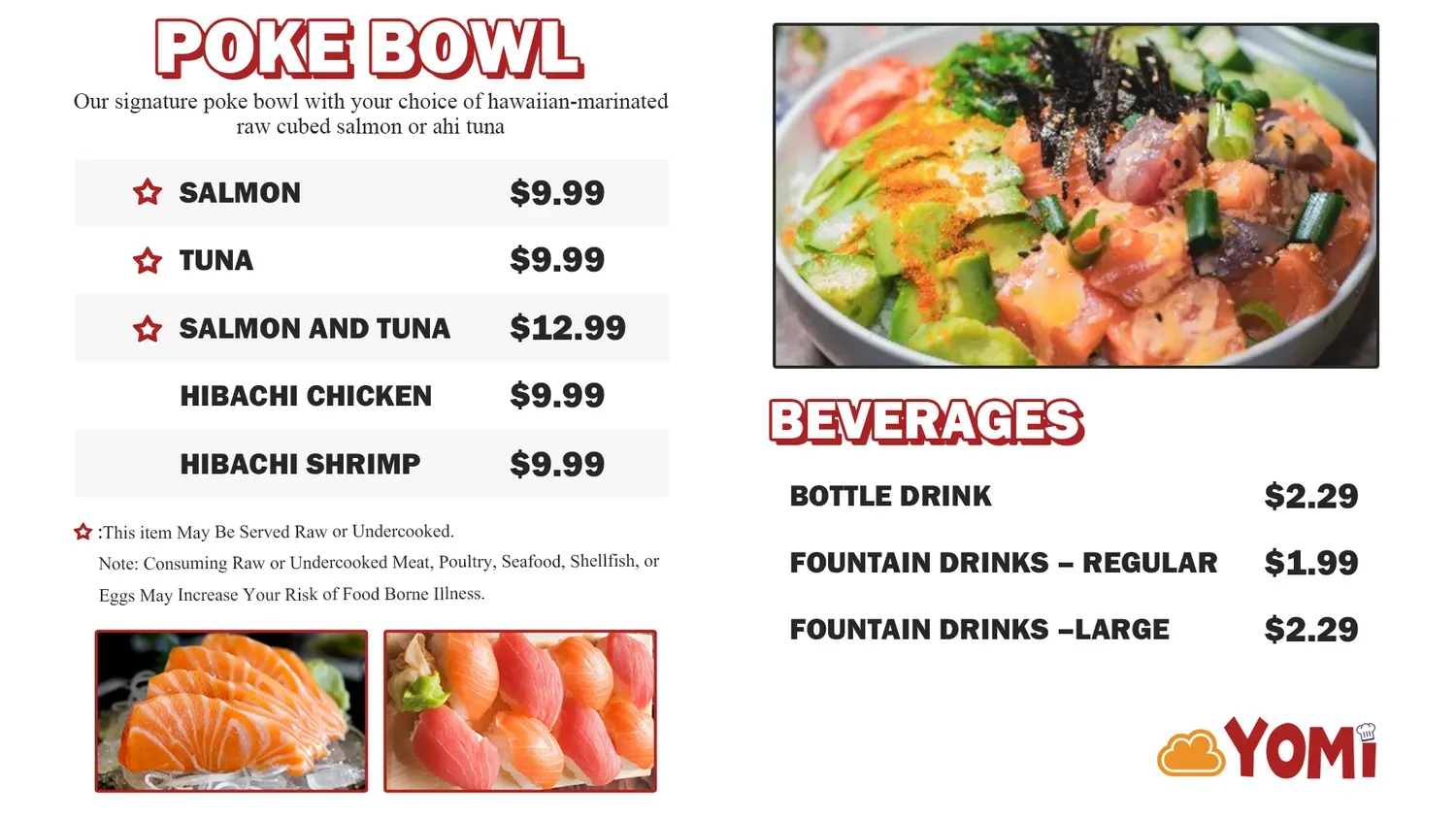 YOMI JAPANESE HIBACHI & SUSHI Menu - Updated October 2025