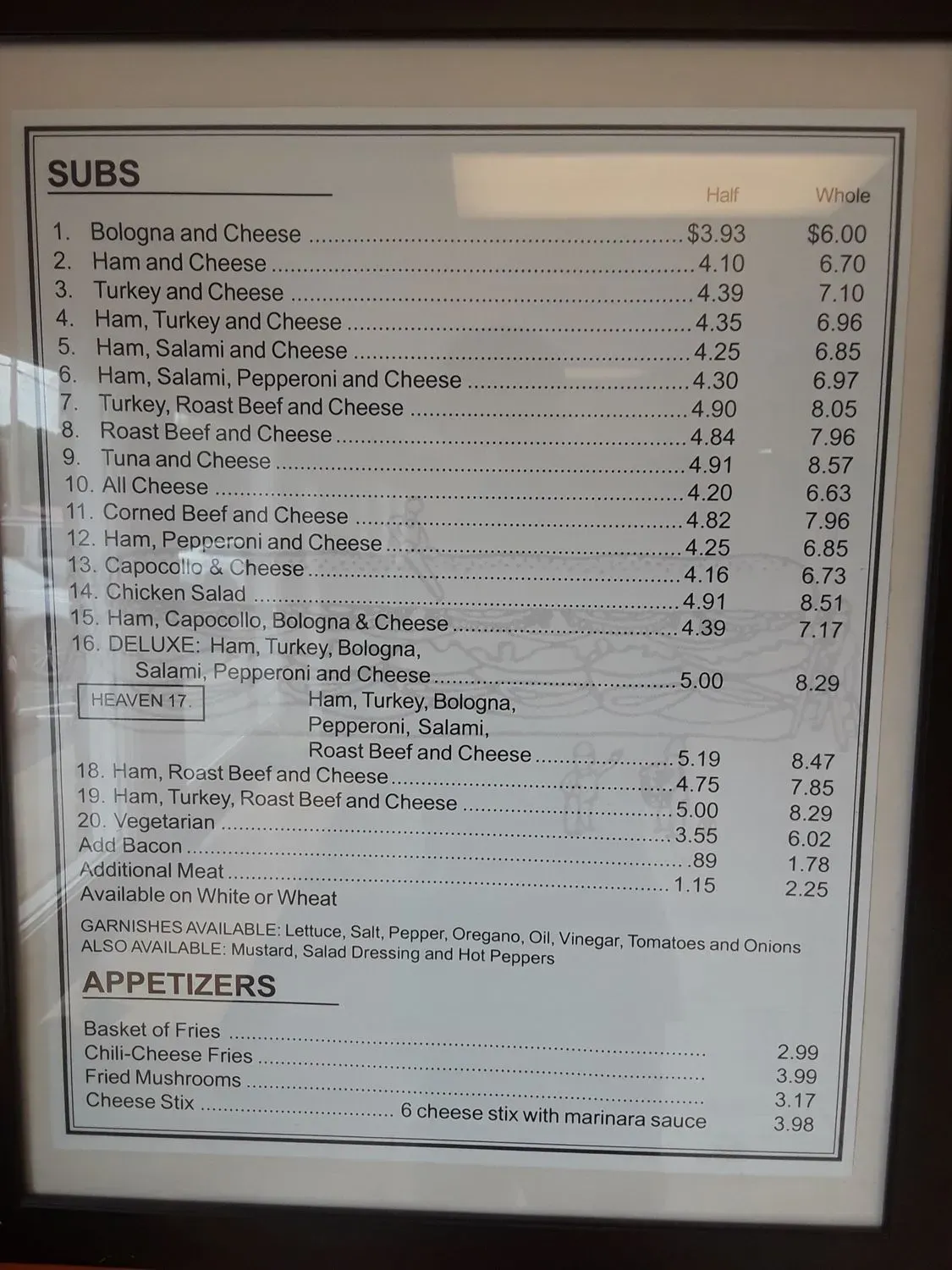 Steve's Deli South Congaree Menu - Updated October 2025
