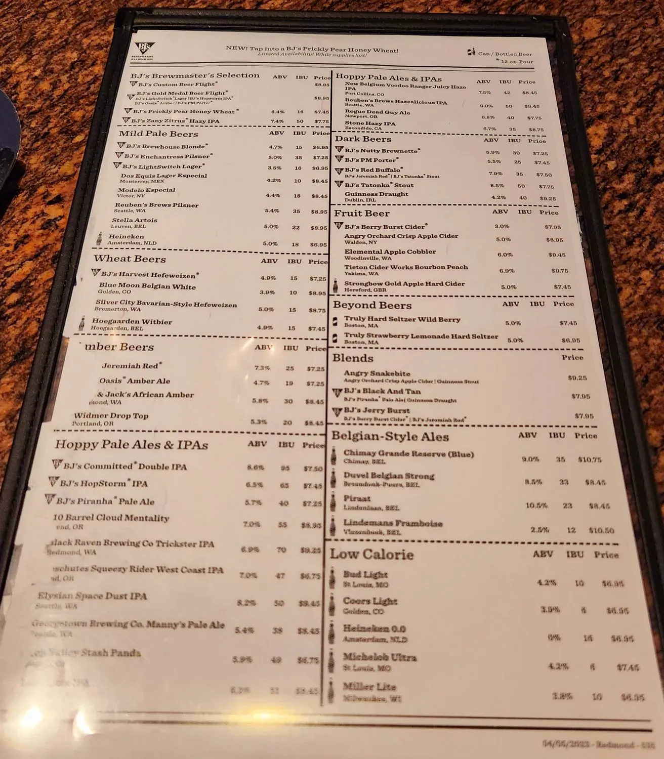 BJ's Restaurant & Brewhouse Menu - Updated October 2025