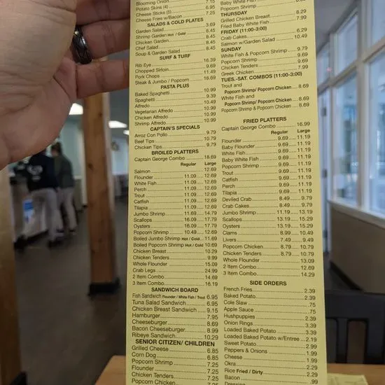 Captain Cook Menu | Danville, VA | Checkle