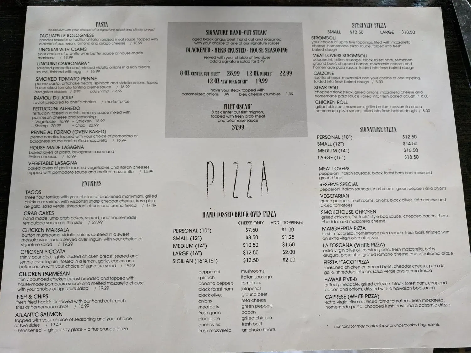 The Reserve Restaurant & Bar at The Highlands Menu - Updated October 2025