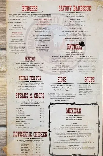 Bandero County Wood Grill & Saloon Menu | Menomonee Falls, WI | Checkle