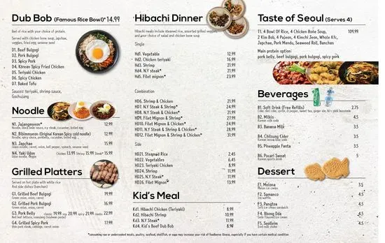 Seoul Food Menu | Seneca, SC | Checkle