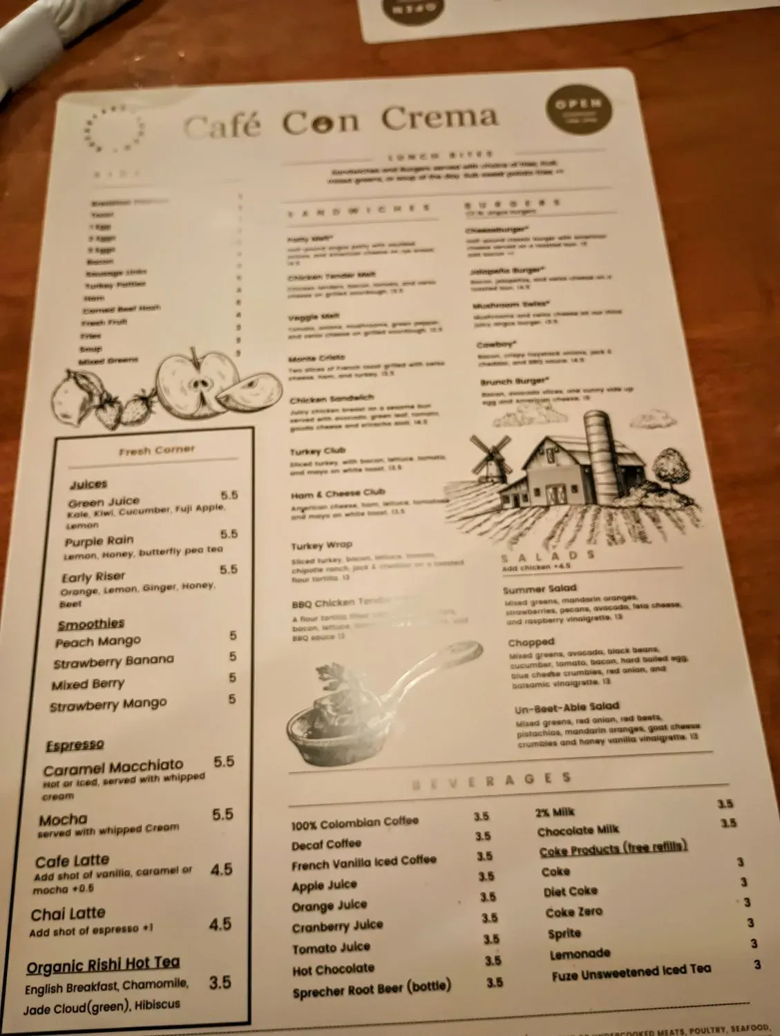 Café Con Crema Menu - Updated October 2025