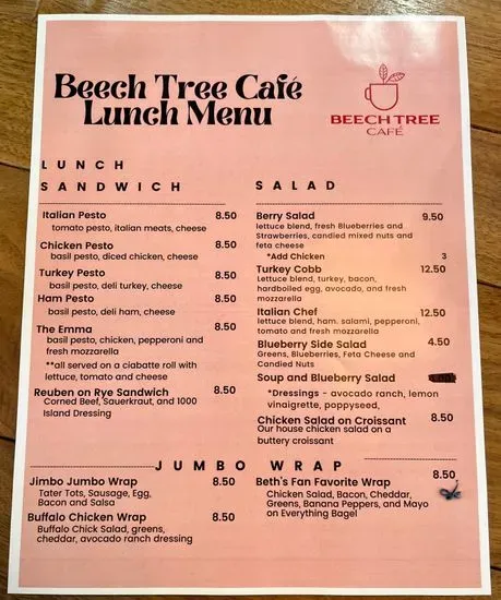 Beech Tree Cafe Menu | Hollidaysburg, PA | Checkle