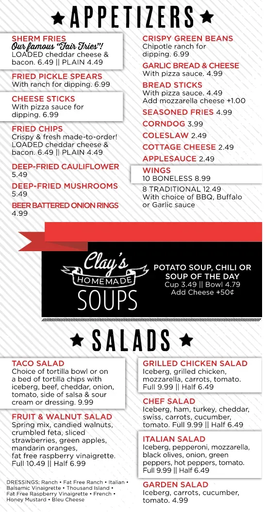 Clay's Cafe Menu - Updated October 2025