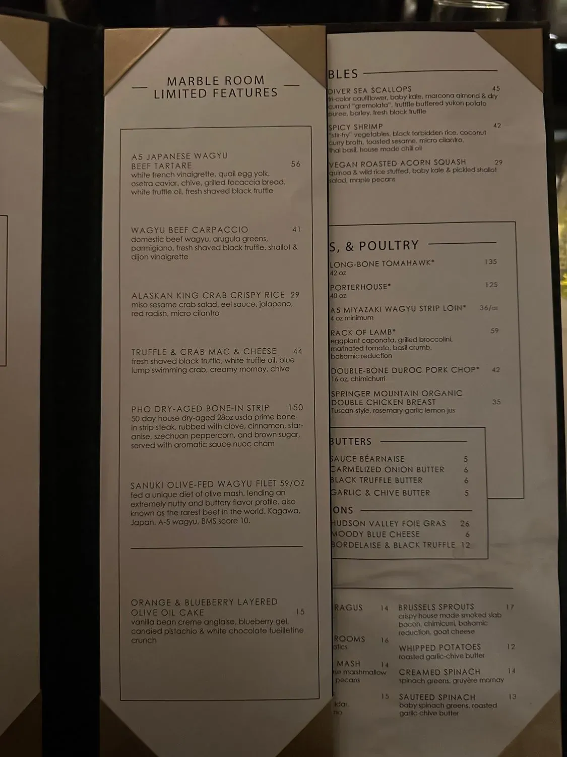 Marble Room Steaks and Raw Bar Menu - Updated October 2025