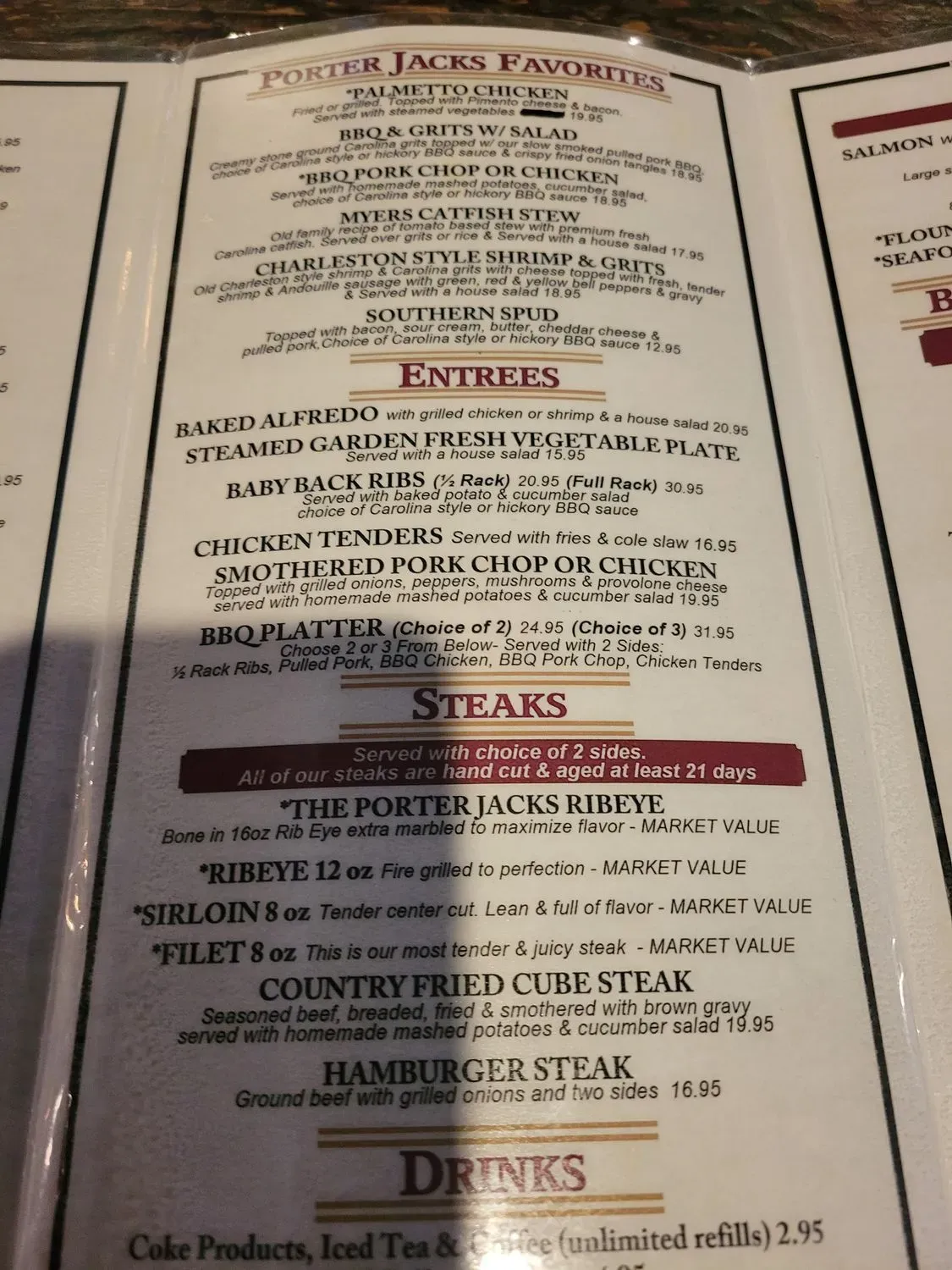 Porter Jacks Grill Menu - Updated October 2025