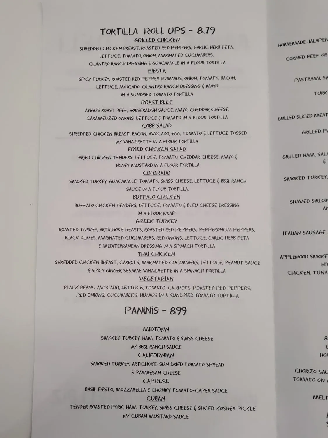 Midtown Deli Menu - Updated October 2025