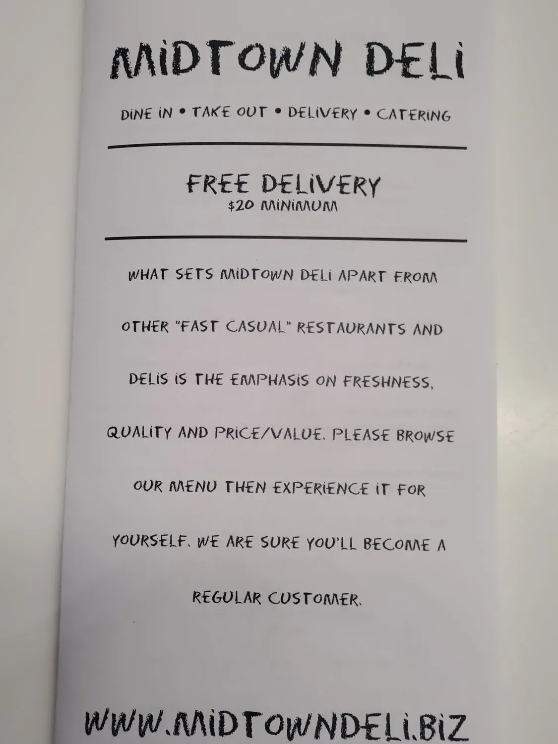 Midtown Deli Menu - Updated October 2025