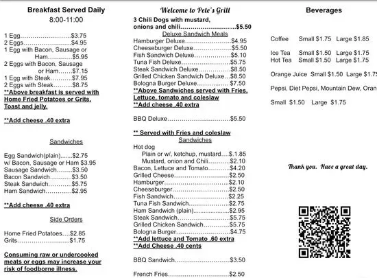 Pete's Grill Menu | Petersburg, VA | Checkle
