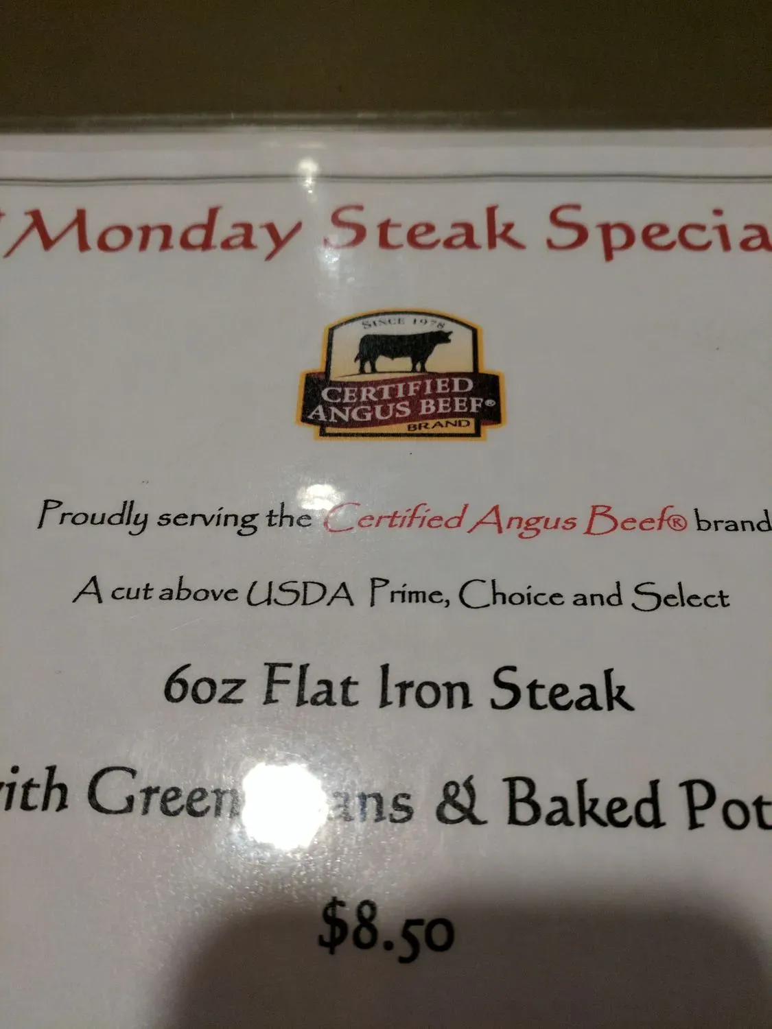 Harrison's Menu - Updated October 2025