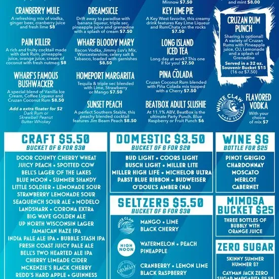 The Wharf Manitowoc Menu | Manitowoc, WI | Checkle