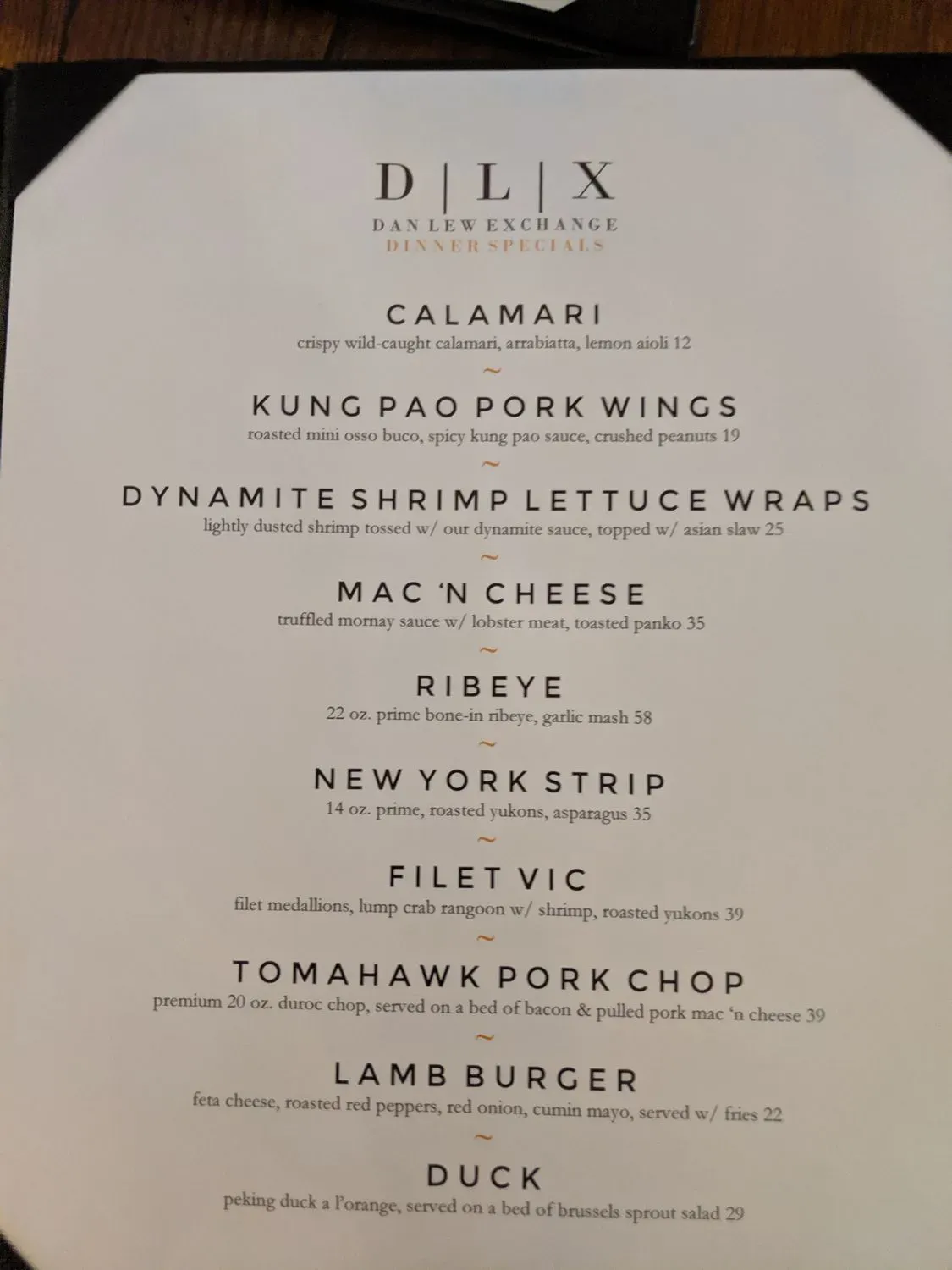 Dan Lew Exchange / DLX Menu - Updated October 2025