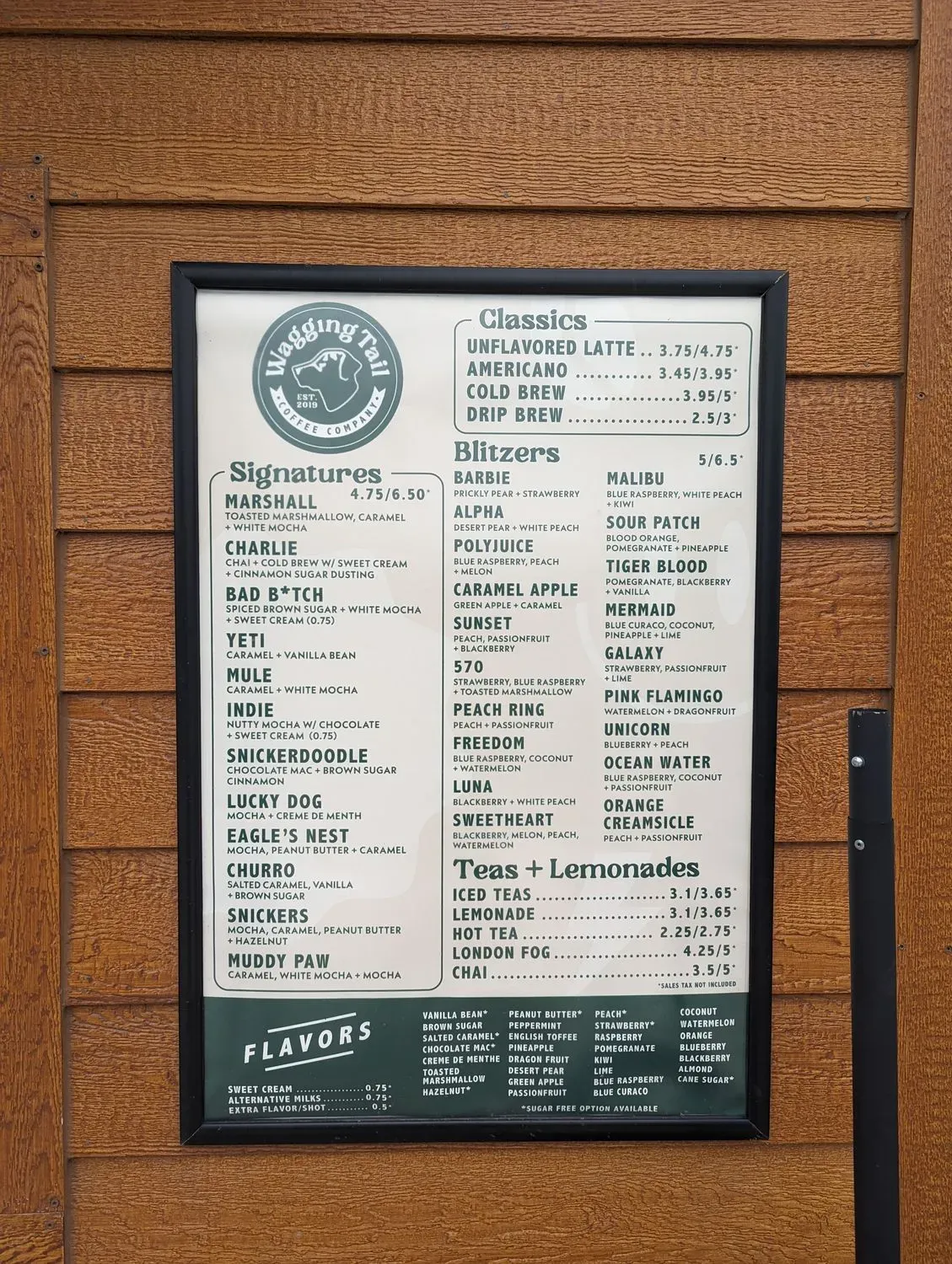 Wagging Tail Coffee Company Menu - Updated October 2025