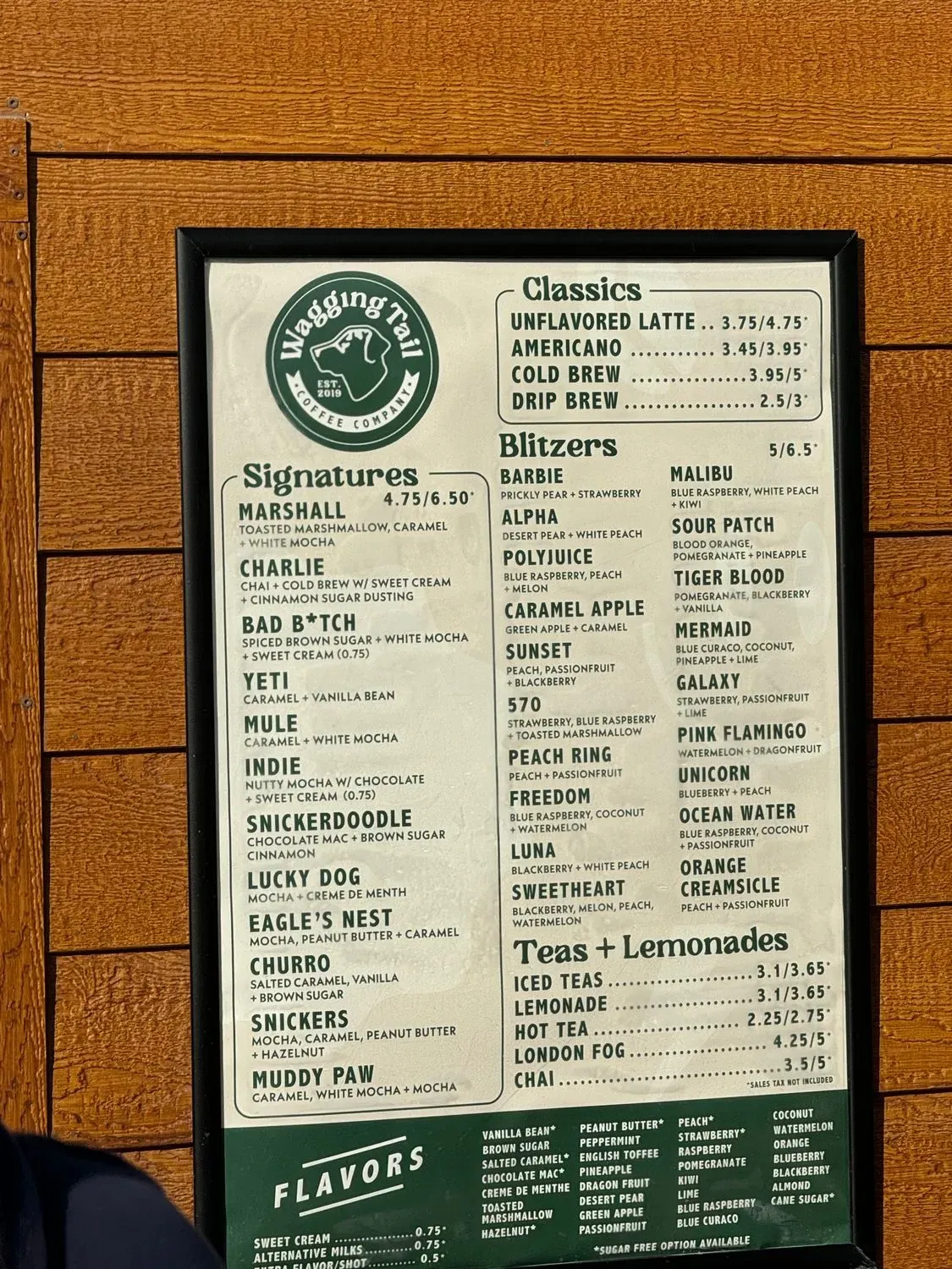 Wagging Tail Coffee Company Menu - Updated October 2025
