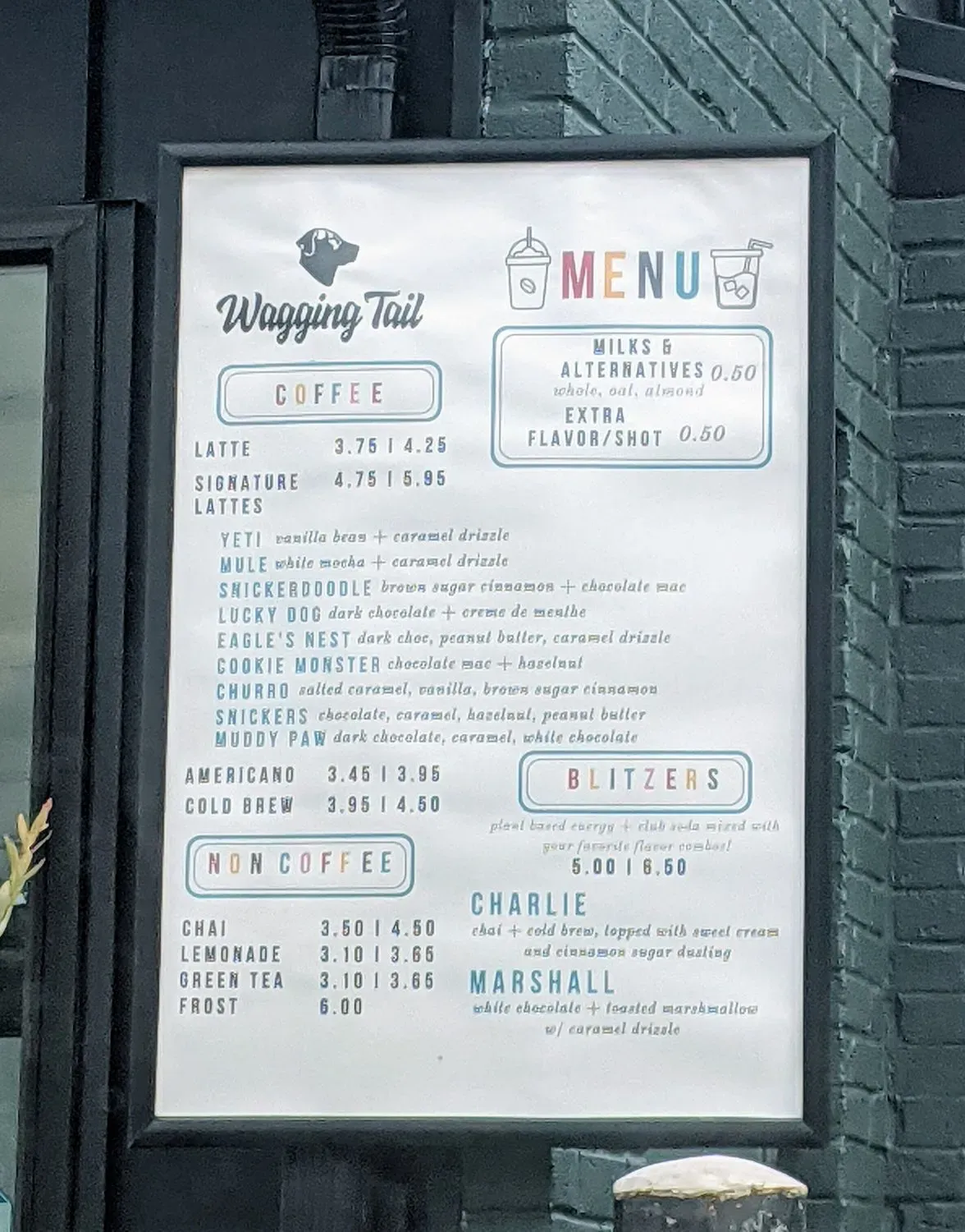 Wagging Tail Coffee Company Menu - Updated October 2025