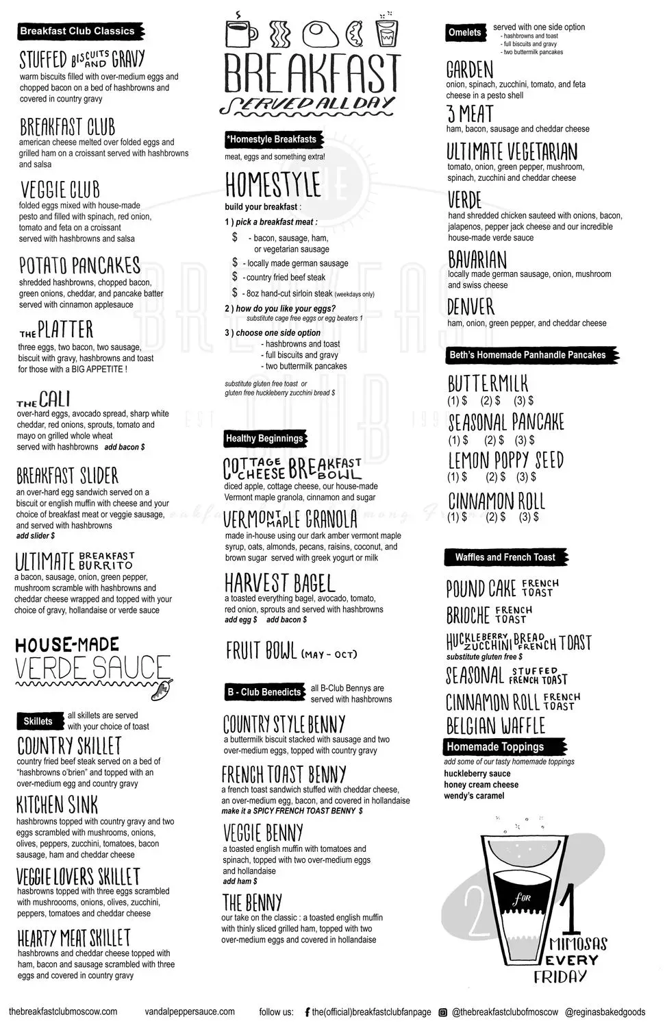 The Breakfast Club Menu - Updated October 2025